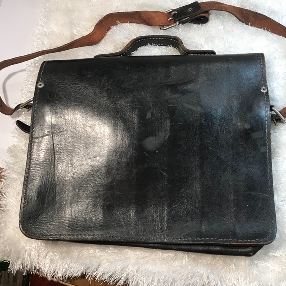 Bags | Mens Briefcase Worn In Look Leather | Poshmark